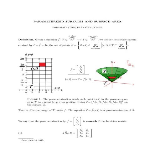 Parameterized Surfaces and Surface Area | PDF