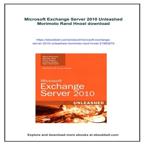 Microsoft Exchange Server 2010 Unleashed Morimoto Rand Hnoel | PDF