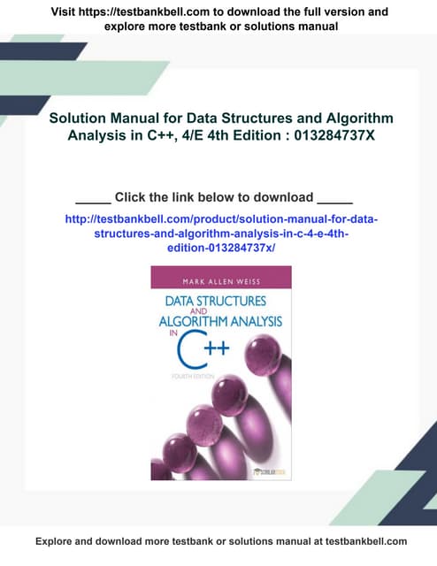 Solution Manual For Data Structures And Algorithm Analysis In C 4e 4th Edition 013284737x 2364