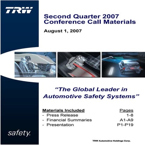 2007 Q2 TRW Auto Earnings Presentation | PDF