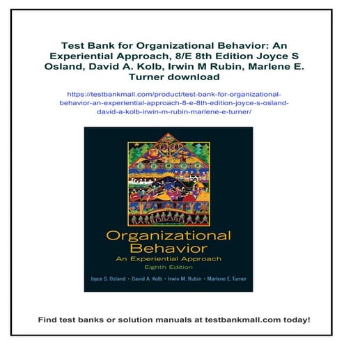 Test Bank for Organizational Behavior: An Experiential Approach, 8/E ...