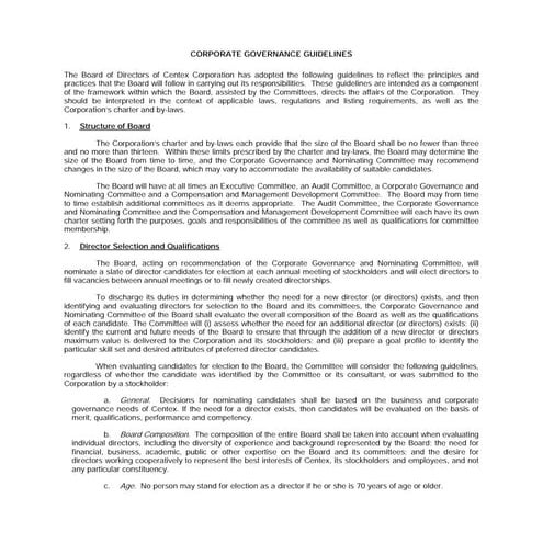 CHS Corporate Governance Guidelines | PDF