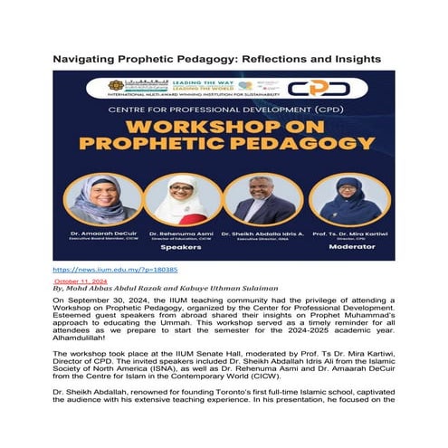 Navigating Prophetic Pedagogy: Reflections and Insights | PDF