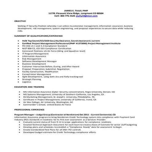 James E Tully Resume 2016v2 | DOCX