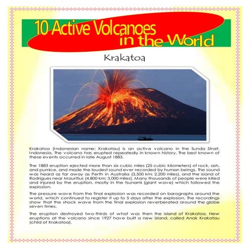 10 active volcanoes in the world | DOCX | Geography | Science