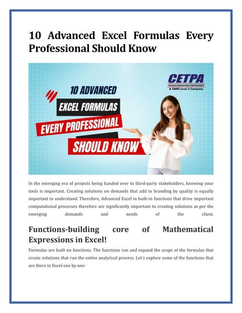 Introduction of Advance Excel | PPT