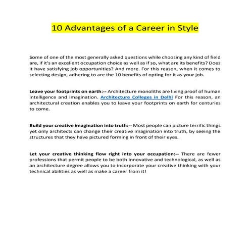 10 advantages of a career in style | PDF