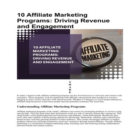 10 Affiliate Marketing Programs: Driving Revenue and Engagement | PDF