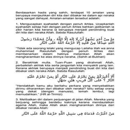 10 Amalan ke syurga Allah SWT yang dijanjikan oleh Allah | DOCX
