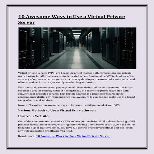 10 Awesome Ways to Use a Virtual Private Server.pdf | Web Hosting ...