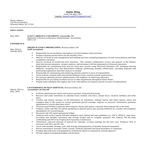 Jamie Resume 10202016 | PDF