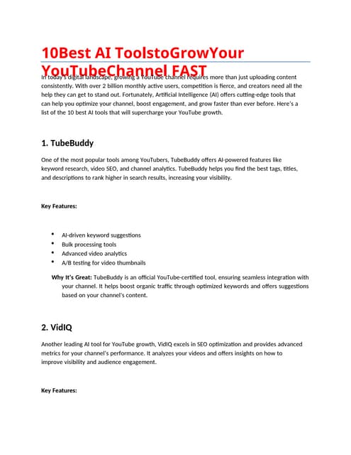 AI YouTube channels : Step By Step Guide | PDF | Video Software | Computer Software and Applications