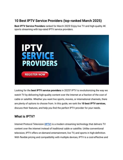 Top IPTV Service Providers in the USA for 2024: Freegotv and TereaTV | PPTX