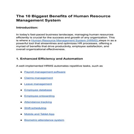 Advantages of Human Resource Management System | PPTX