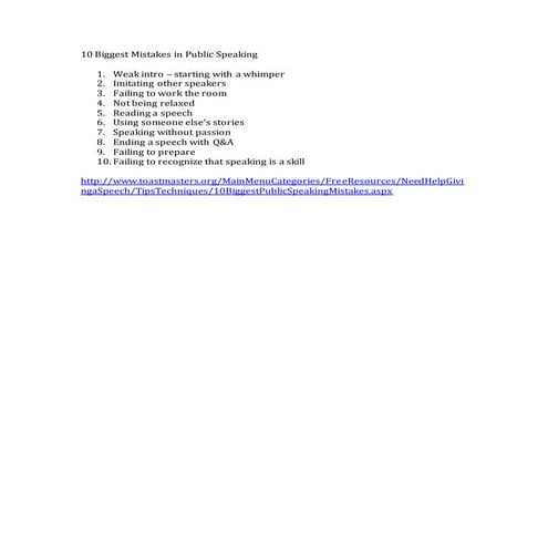 10 biggest mistakes in public speaking | DOCX