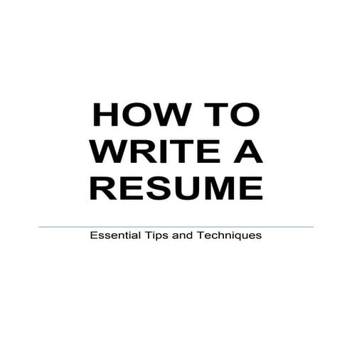 How To Write Resumes EBook | PDF