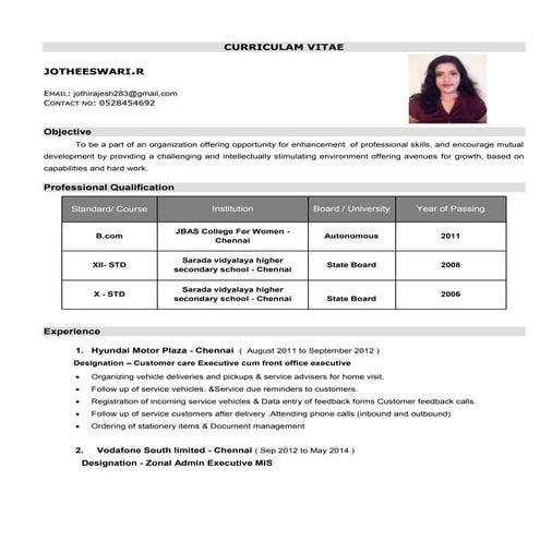 Jotheeswari - CV Dubai (1) | PDF