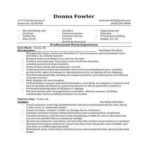 Donna Thomas resume | DOCX
