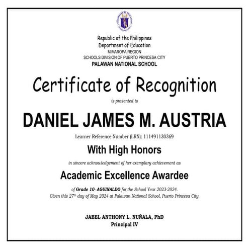 Template Certificate of Recognition in DepEd | PPTX | Graduation ...