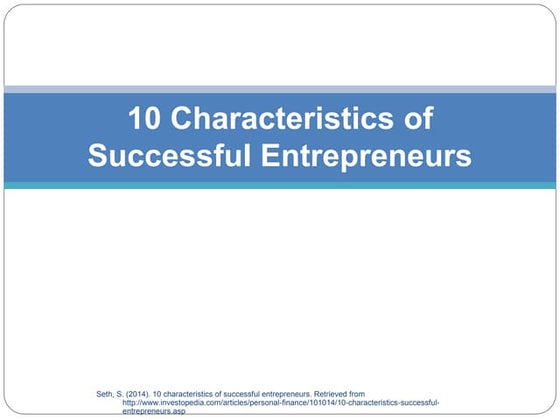 Traits of an entrepreneur | DOCX | Startups | Business