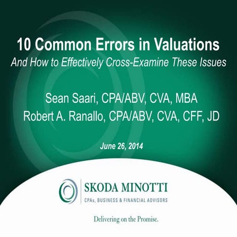 10 Common Errors in Valuations and How to Effectively Cross-Examine ...