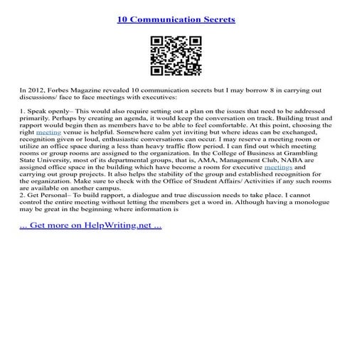 10 Communication Secrets | PDF