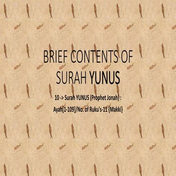 10 contents of surah yunus | PPT