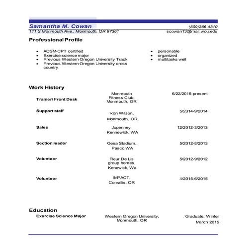 sam cowan 2015 | DOCX | Fitness and Exercise | Healthy Living