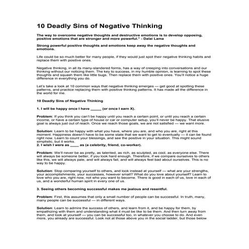 10 deadly signs of negative thinking | DOC