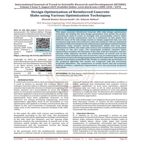 Design Optimization Of Reinforced Concrete Slabs Using Various
