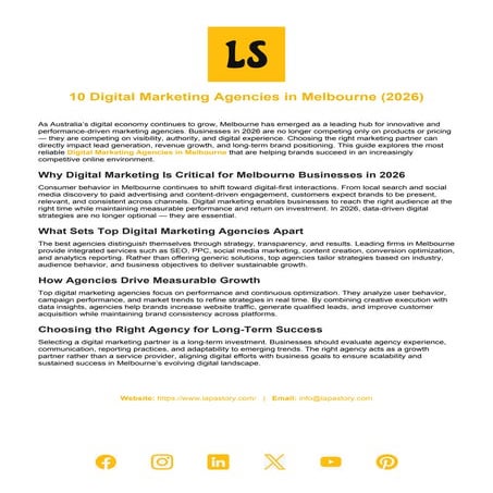 10 Digital Marketing Agencies in Melbourne (2026) | PDF