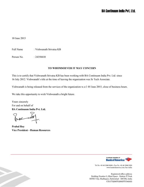 tcs experience letter | PDF | Human Resources | Business