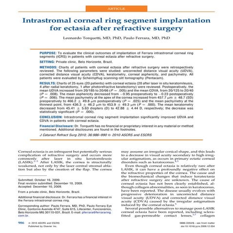 10 Ferrara Ring for ectasia after refractive surgery | PDF