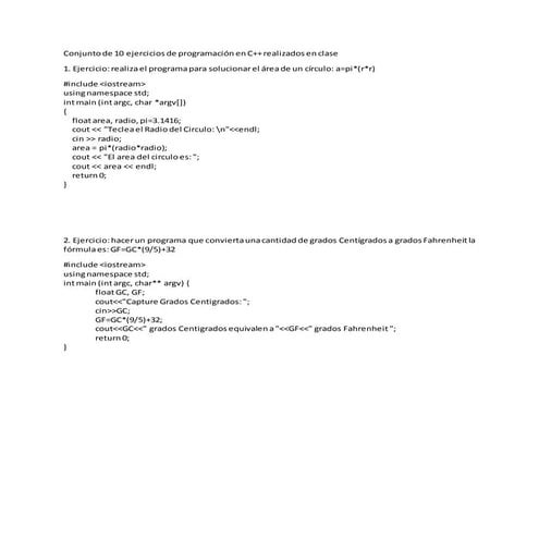 10 ejercicios resueltos en cpp | DOCX