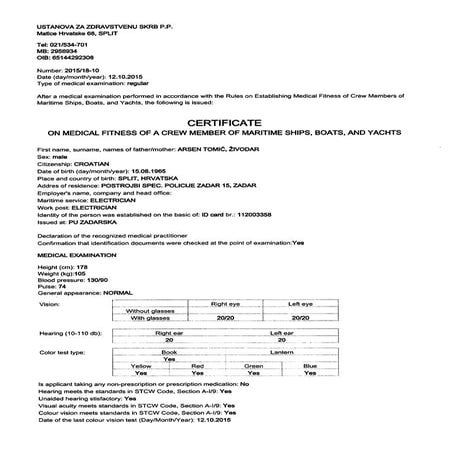 ENG 1 medical certificate | PDF
