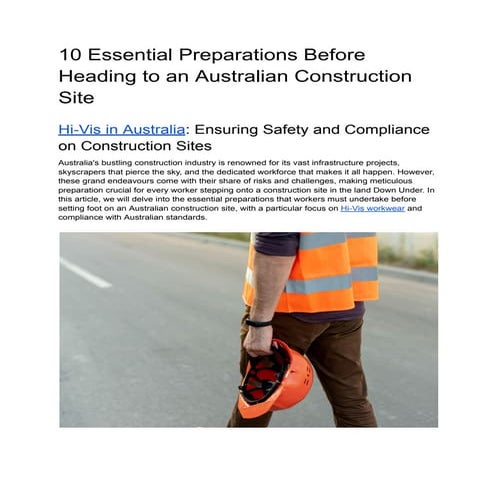 10 Essential Preparations Before Heading to an Australian Construction ...