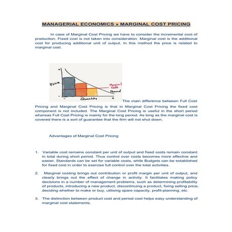 MANAGERIAL ECONOMICS » MARGINAL COST PRICING | PDF
