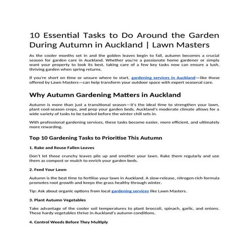 10 Essential Tasks to Do Around the Garden During Autumn in Auckland ...
