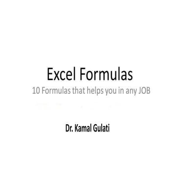 10 Excel Formulas that help you in your Job | PPT