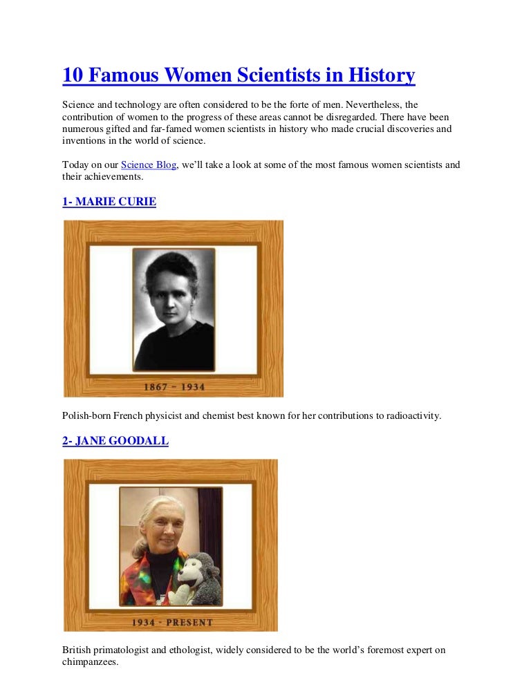 10 famous women scientists in history