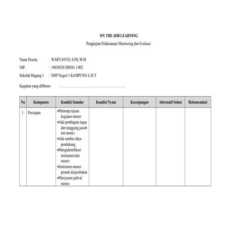 10 form monev magang 1 | DOC