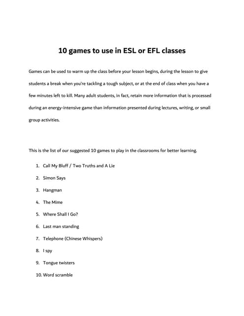 10 board games for EFL teachers | PDF