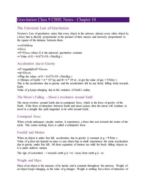 Class 9 gravitation | PPTX | Physics | Science