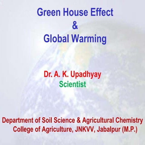 Greenhouse effect (Global Warming) ppt | PPTX