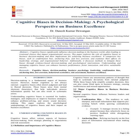 Cognitive Biases in Decision-Making: A Psychological Perspective on ...