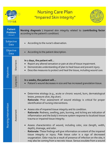 Risk for impaired skin integrity Nursing Care Plan | PDF
