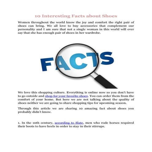 10 Interesting Facts About Shoes | PDF