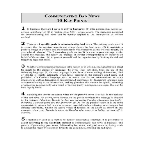 10 Key Points For Delivering Bad News | DOC
