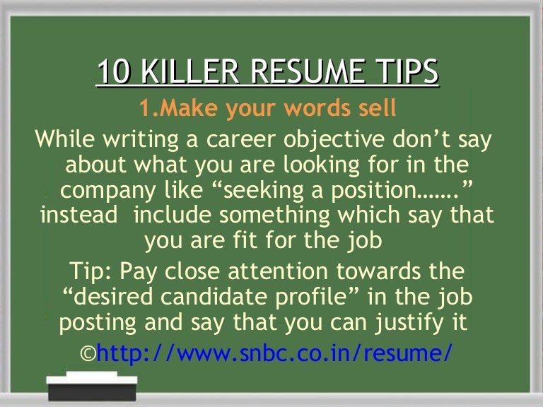 10 killer resume tips