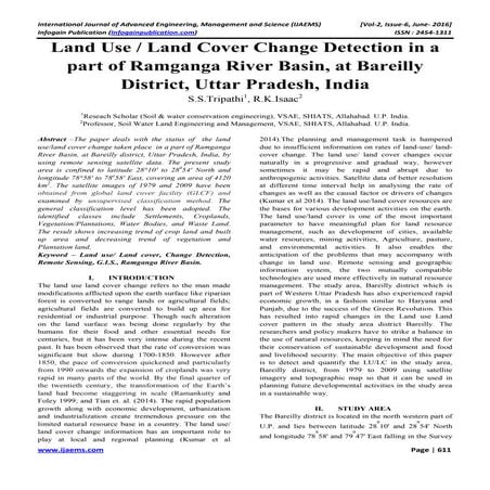 land use land cover change detection in a part of ramganga river basin ...